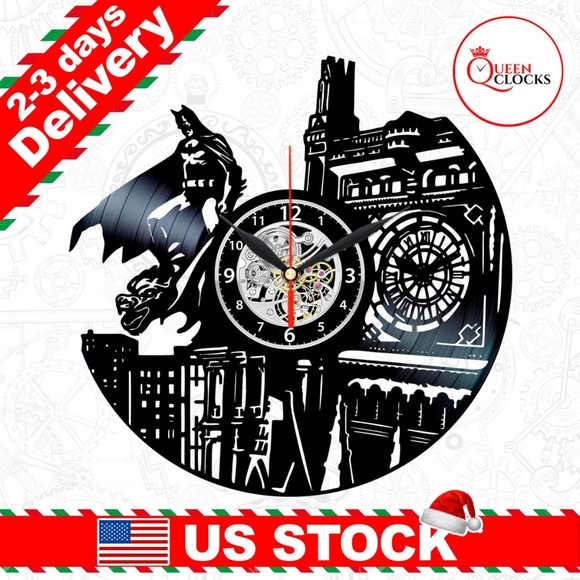 QueenClocks | Wall Decor | Batman Clock Vinyl Wall Decor Symbol Arkham ...